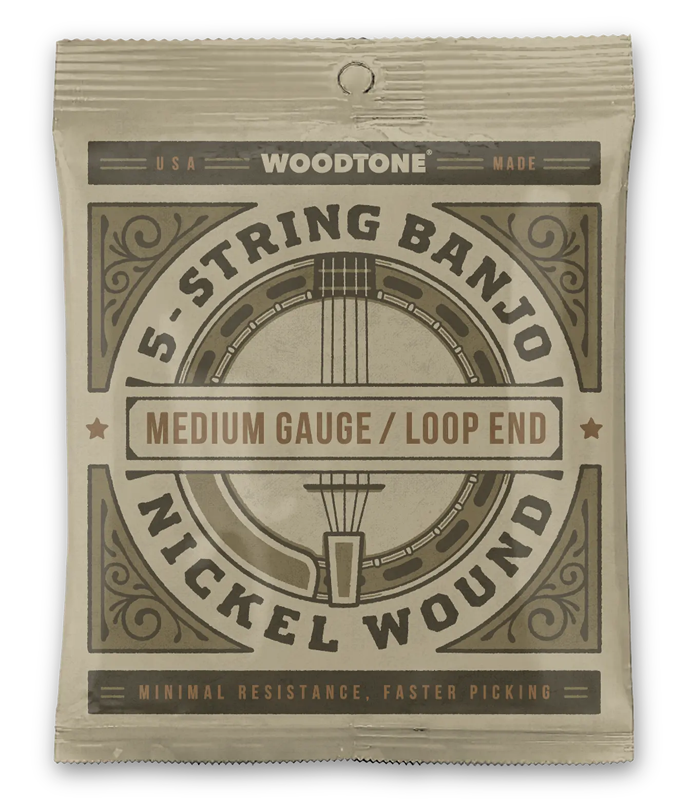 Woodtone 5-String Banjo Strings / Medium Gauge / Nickel Wound Non-Coat ...